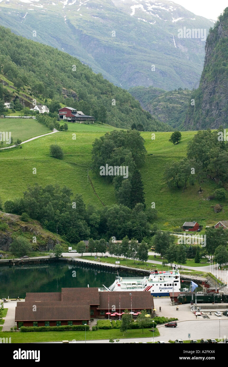 Ferries at Flam; innermost part of the Sognefjord, Norway Stock Photo ...