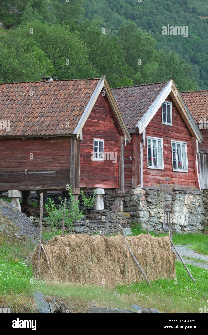 Historical building at Otterness Farm, Flam, Aurlandfjord, Sognefjord ...