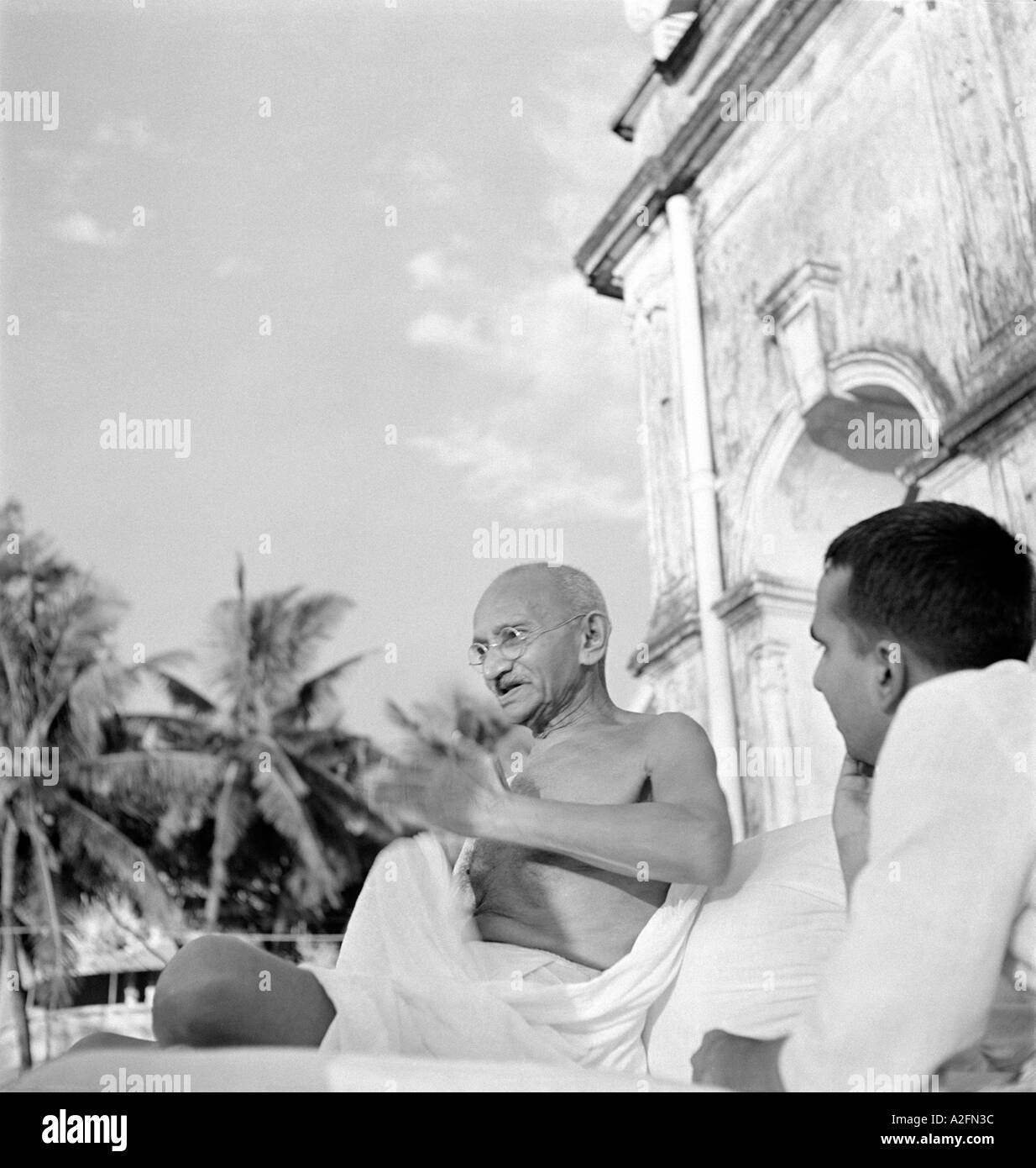 Mahatma Gandhi during prayer meeting at Bombay Mumbai Maharashtra India ...
