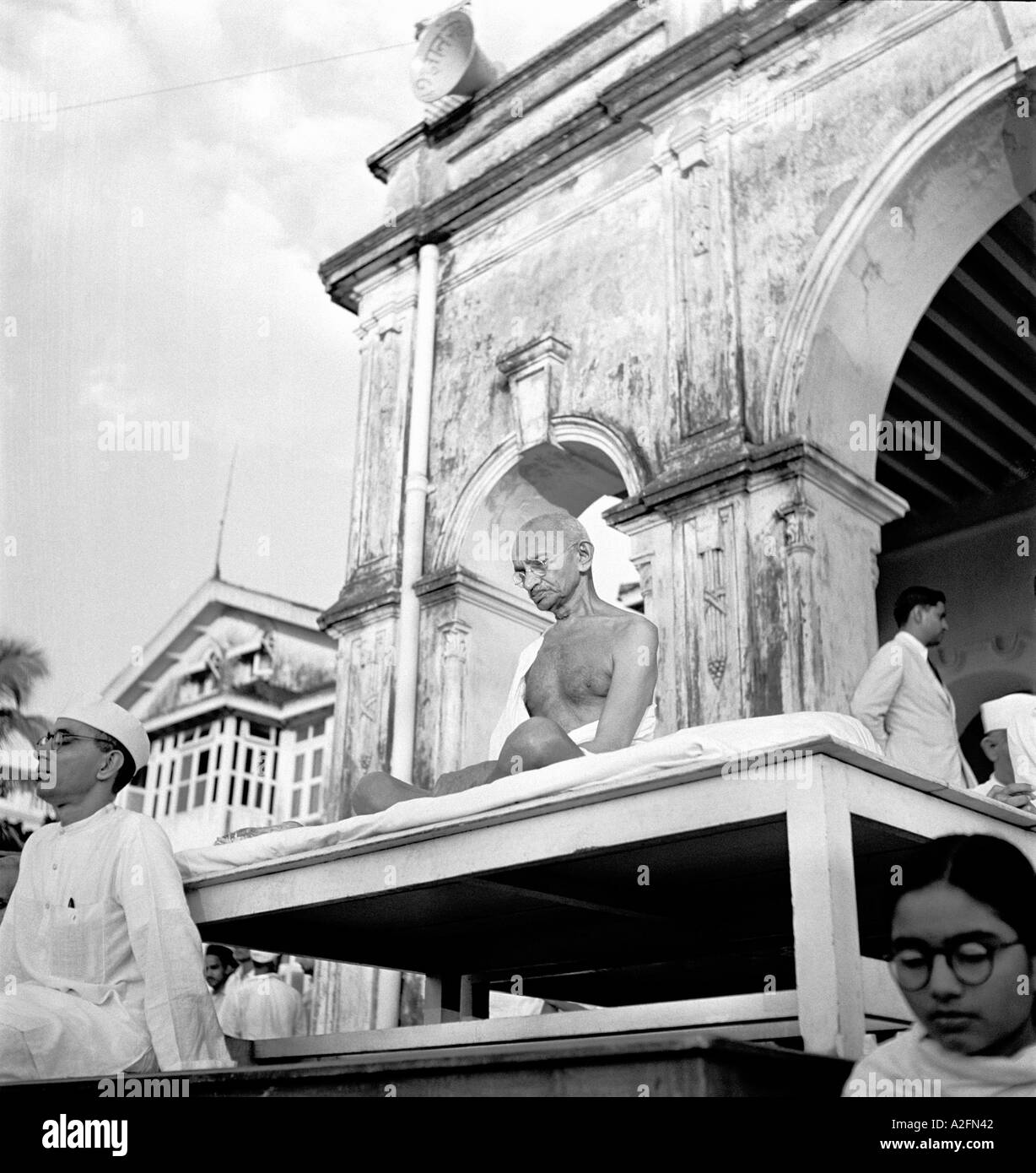 MKG33456 Mahatma Gandhi during prayer at Mumbai Bombay Maharashtra ...