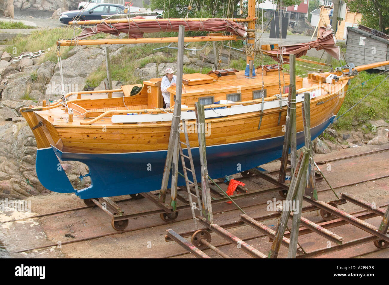 Norway, Boat in drydock Stock Photo - Alamy