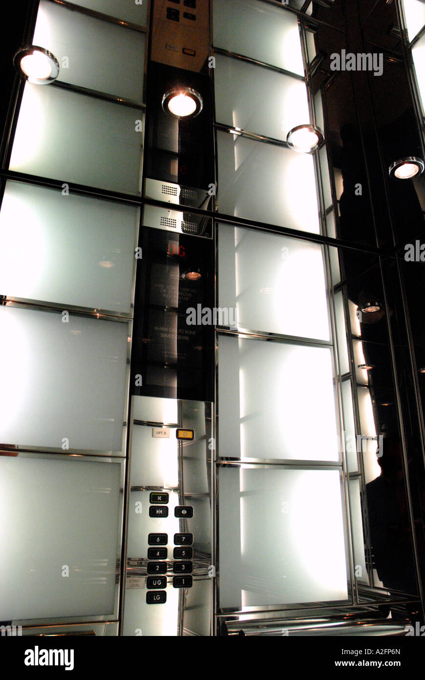Lift interior in a modern building in the City of London Stock Photo ...