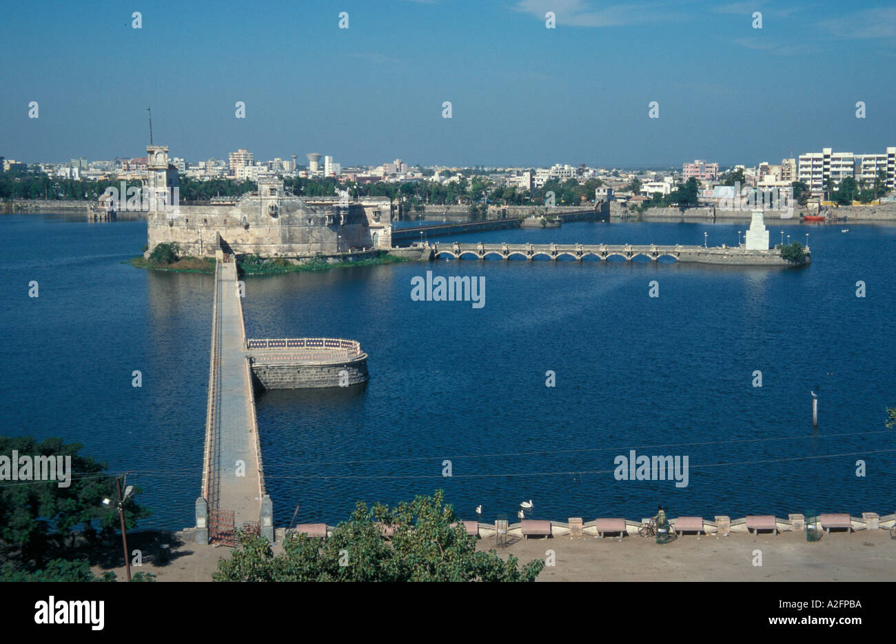 Lakhota palace on Ranmal lake Jamnagar India Stock Photo - Alamy