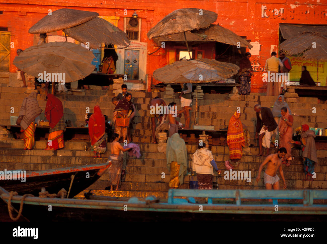 People bathing in the ghats at Varanasi India Stock Photo - Alamy