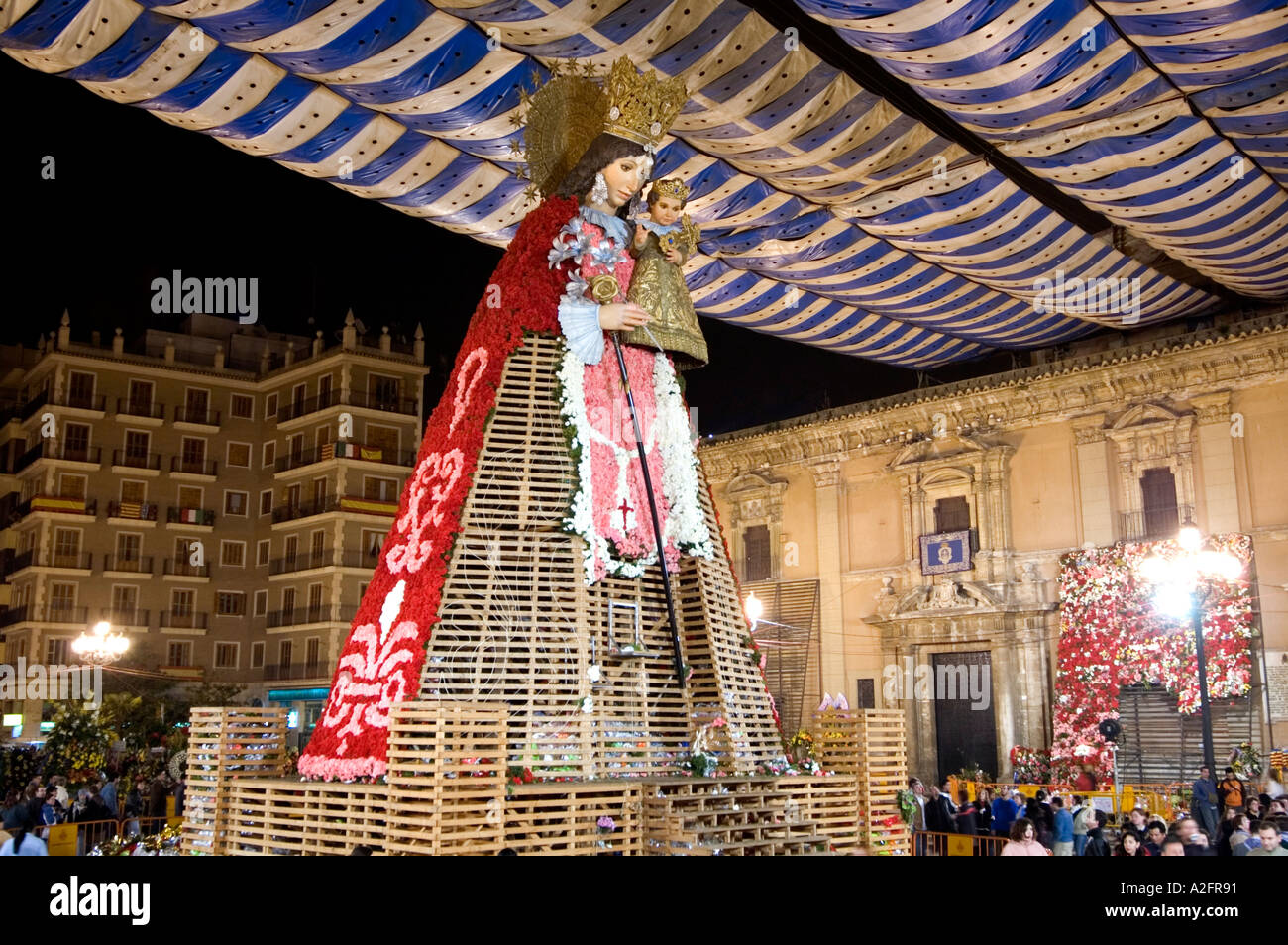 LARGE WOODEN REPLICA STATUE OF OUR LADY OF THE ABANDONED ADORNED WITH ...