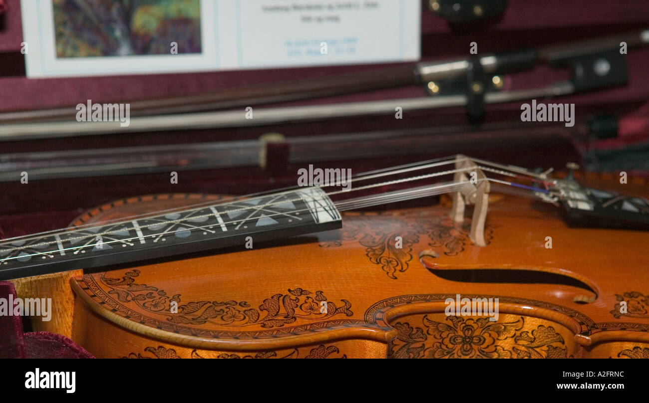 Hardanger fiddle, traditional Norwegian folk music with mother-of-pearl ...