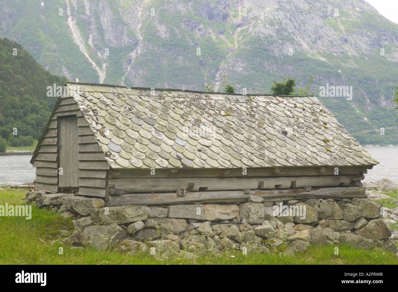 Boat house in Eidfjord valley, Hardanger Fjord, Norway Stock Photo - Alamy