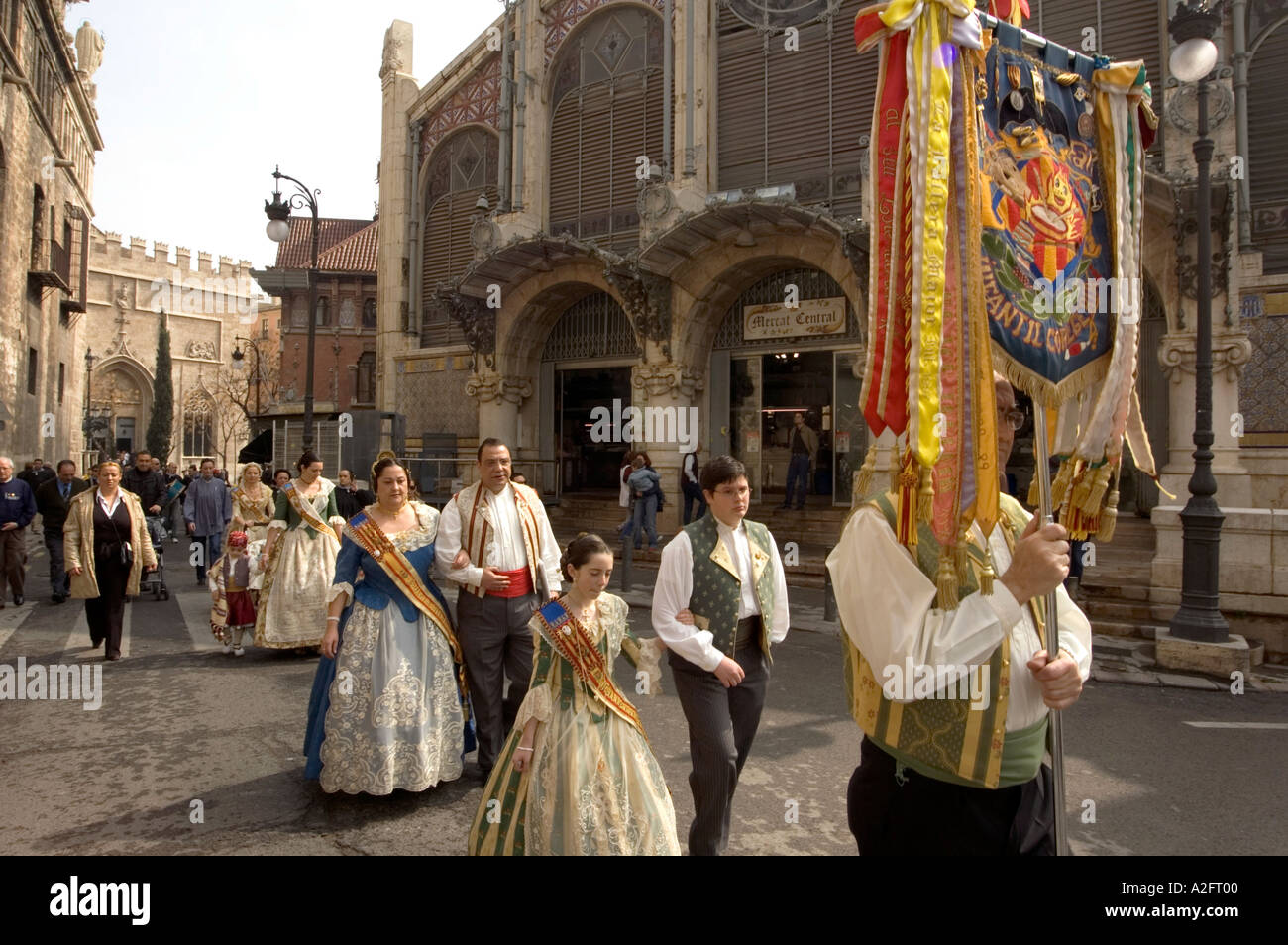 TRADITIONAL PROCESSION OF FALLEROS AND FALLERAS DURRING LAS FALLAS ...