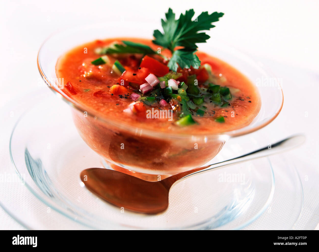 A bowl of gazpacho soup appetizer Stock Photo - Alamy