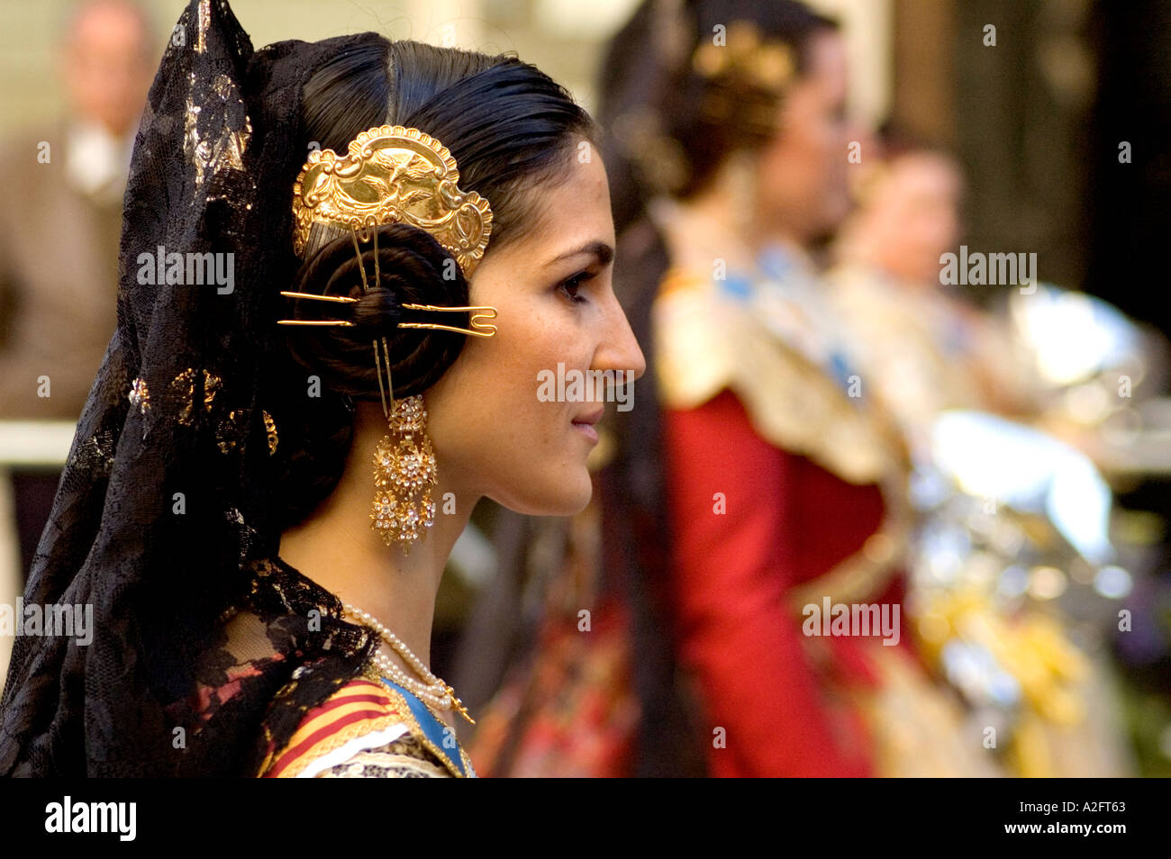 LAS FALLAS FESTIVAL DURING THE FLOWER OFFERING PROCESSION IN VALENCIA ...