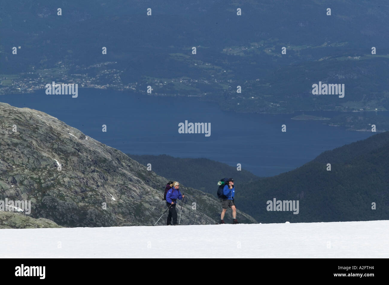 Summer Skiers on Folgfonna Glacier, Hardanger Fjord, Norway Stock Photo ...