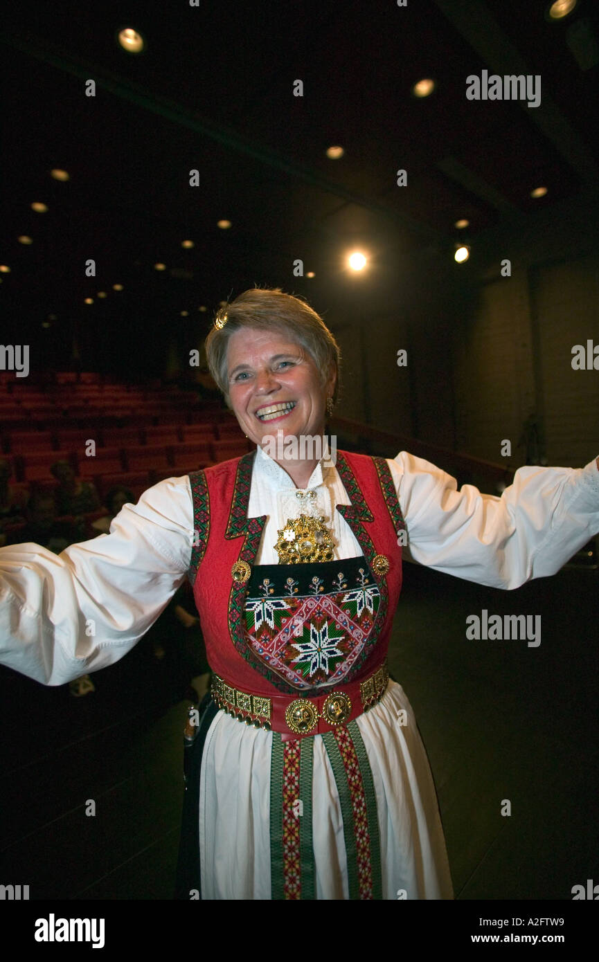 Bergen traditional Norwegian folk dancer. Costumes are designed in the ...