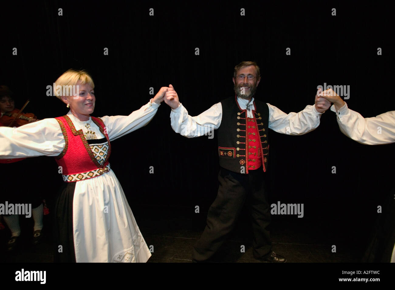 Bergen traditional Norwegian folk dancer. Costumes are designed in the ...