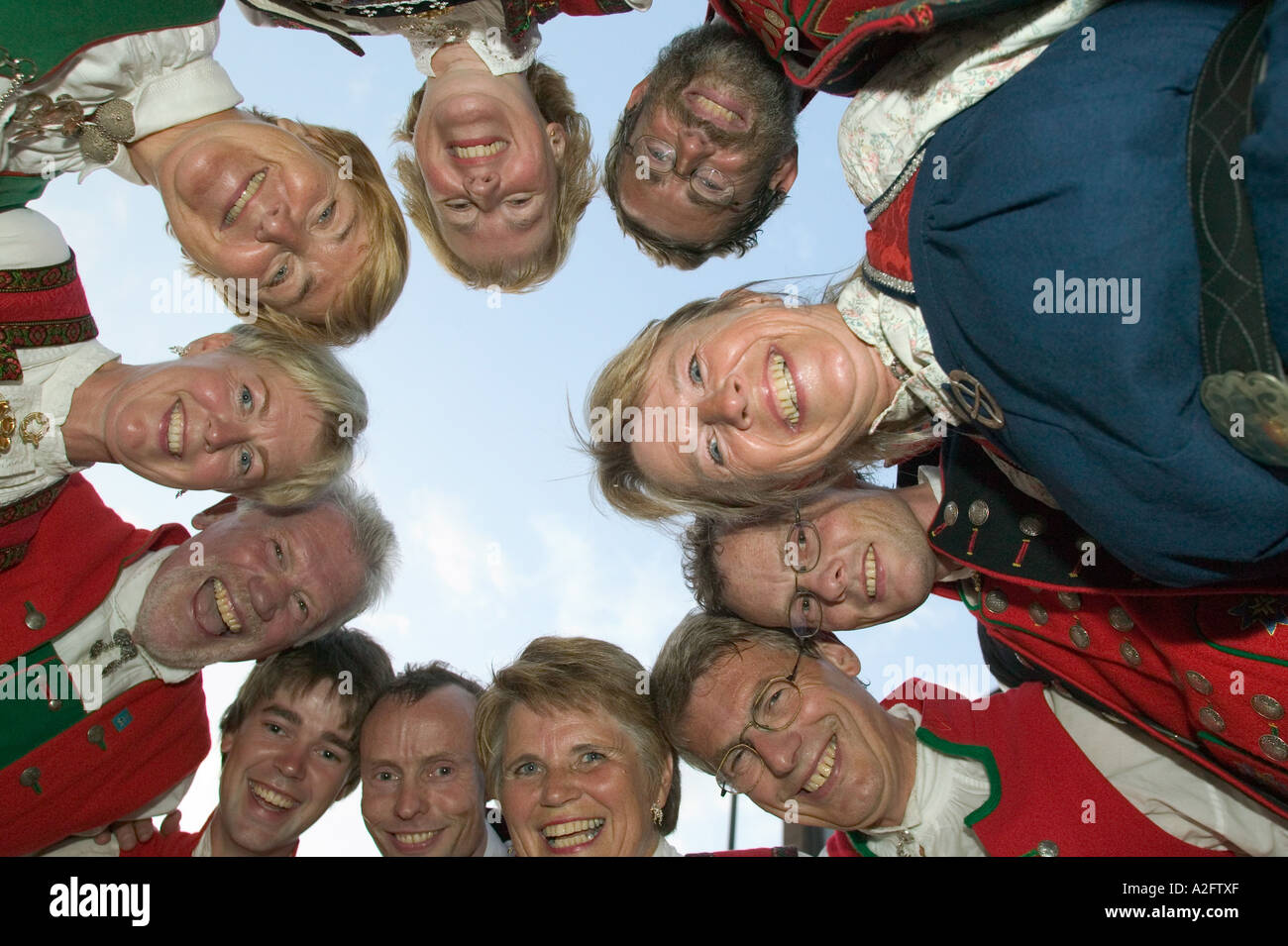 Bergen traditional Norwegian folk dancers. Costumes are designed in the ...