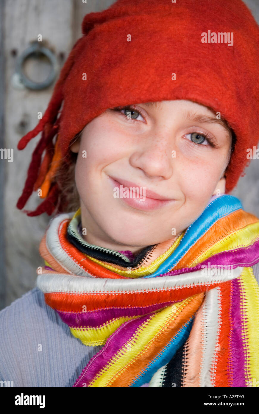 Girl wearing red cap, portrait Stock Photo - Alamy
