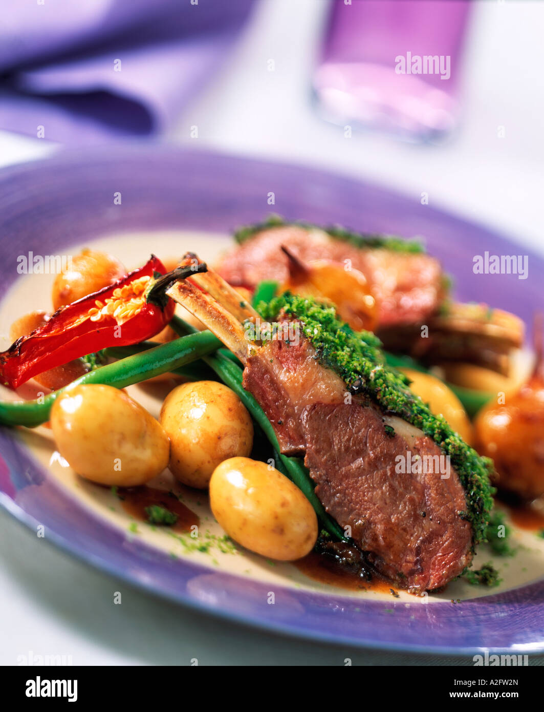 Lamb chops with a herb crust Stock Photo - Alamy