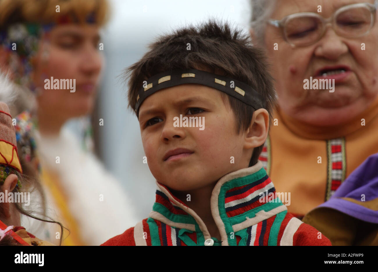 Asia, Russia, Bering Sea, Komandor Islands, Nikolskoe village. Natives ...