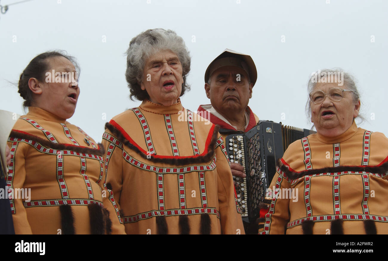 Asia, Russia, Bering Sea, Komandor Islands, Nikolskoe village. Natives ...