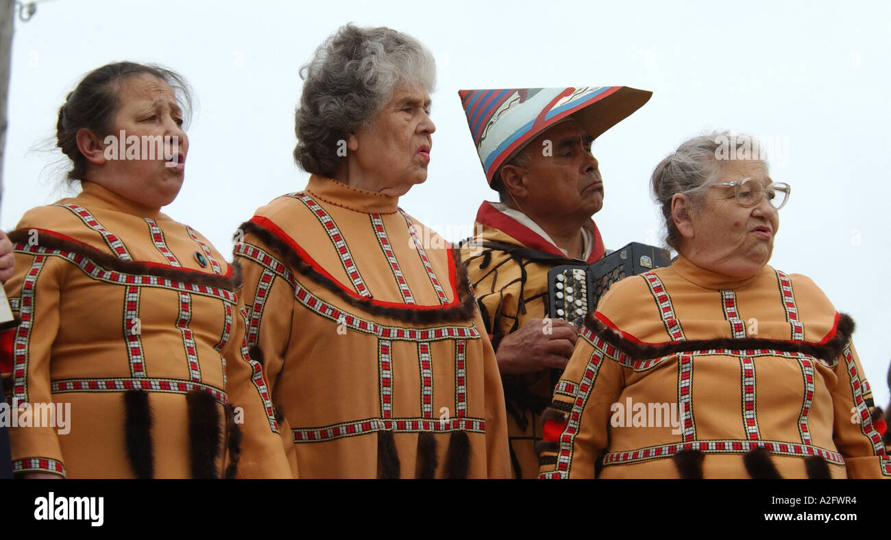 Asia, Russia, Bering Sea, Komandor Islands, Nikolskoe village. Natives ...