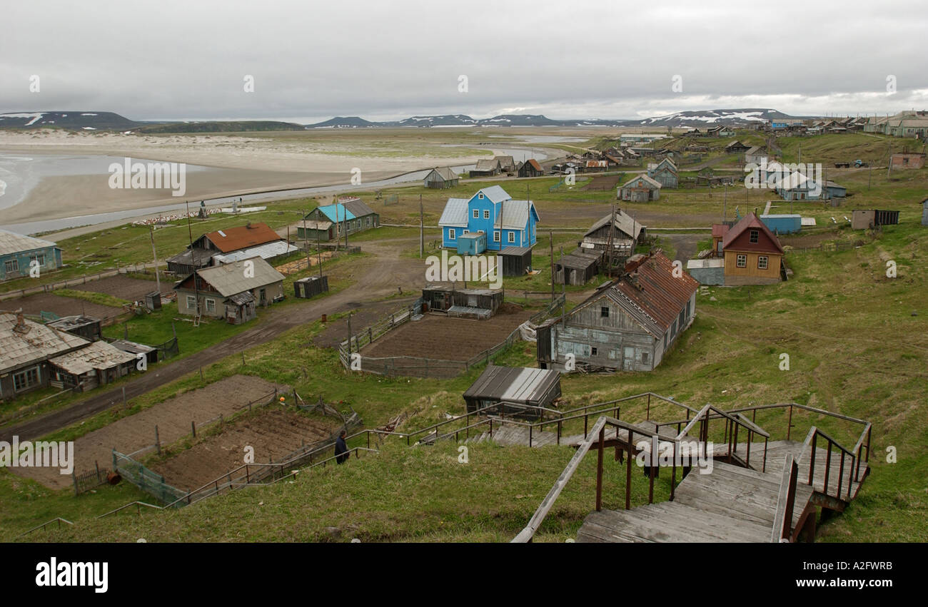 Asia, Russia, Bering Sea, Komandor Islands. Nikolskoe village Stock ...