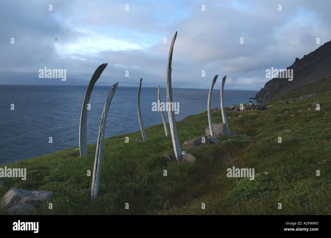 Asia, Russia, Chukotka, Naukan village. Local monument Stock Photo - Alamy