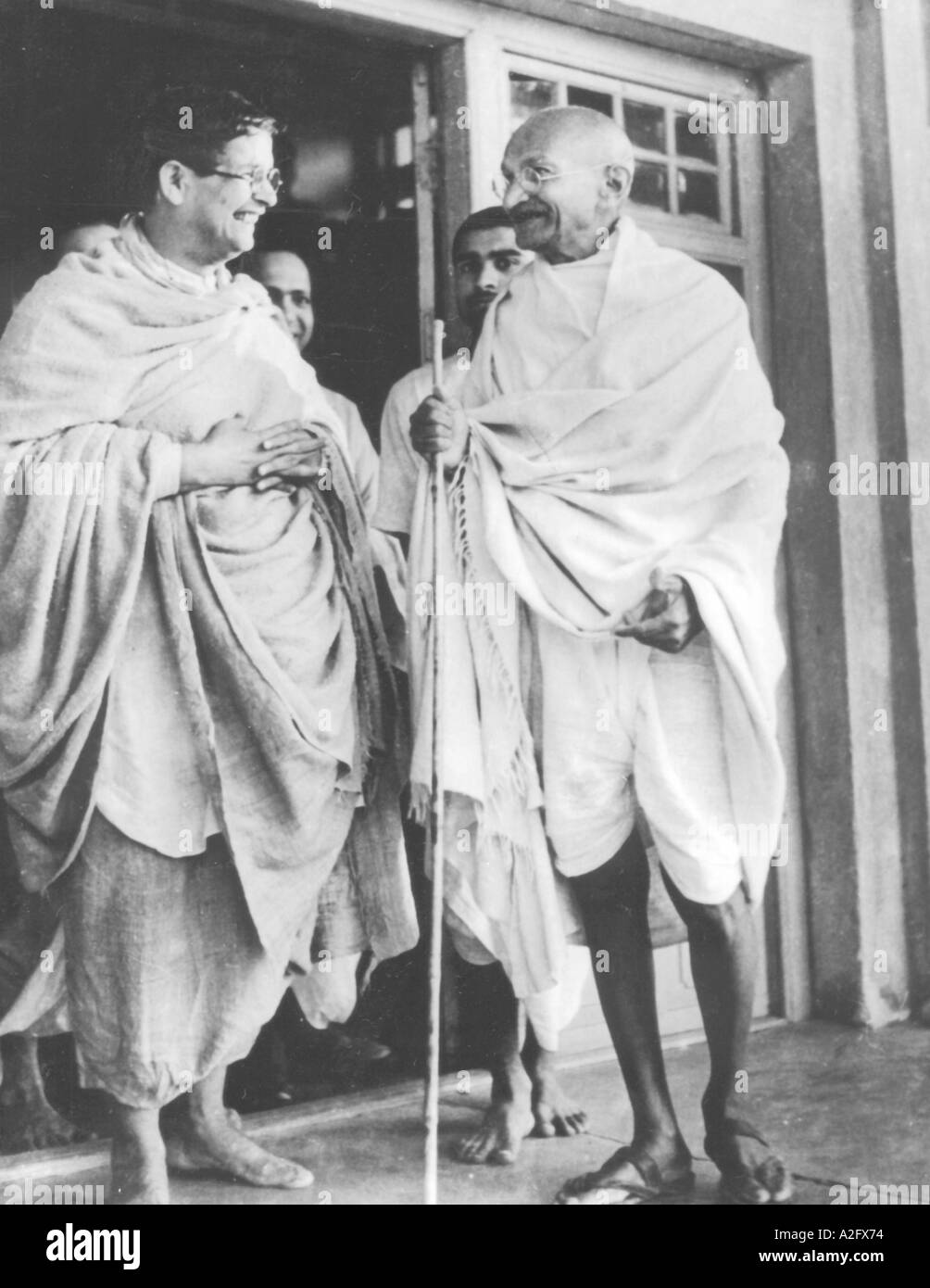 Mahatma Gandhi at Vidya Bhavan with Kshitimohan Sen at Shanti Niketan ...