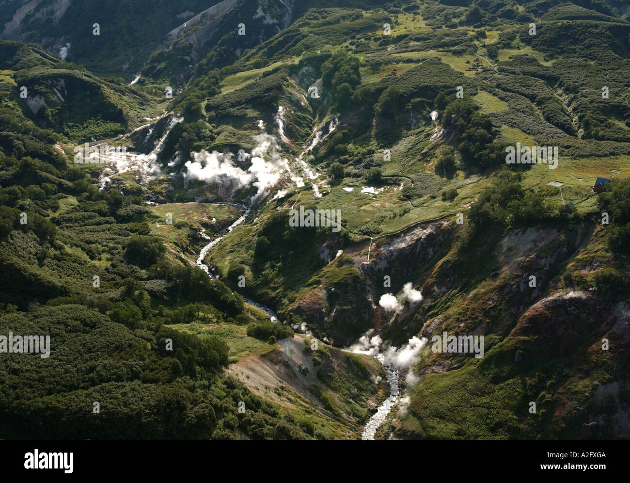 Asia, Russia, Russian Far East, Kamchatkan Peninsula. Aerial view of ...