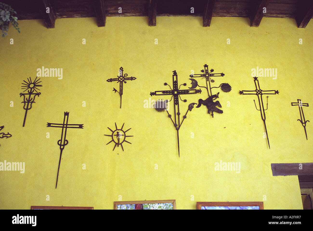 Iron roof crosses at the Na Bolom Regional Museum in San Cristóbalde ...