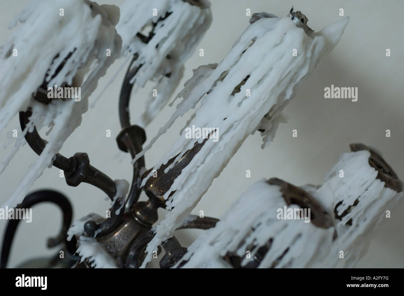 dripping wax on chandelier Stock Photo - Alamy