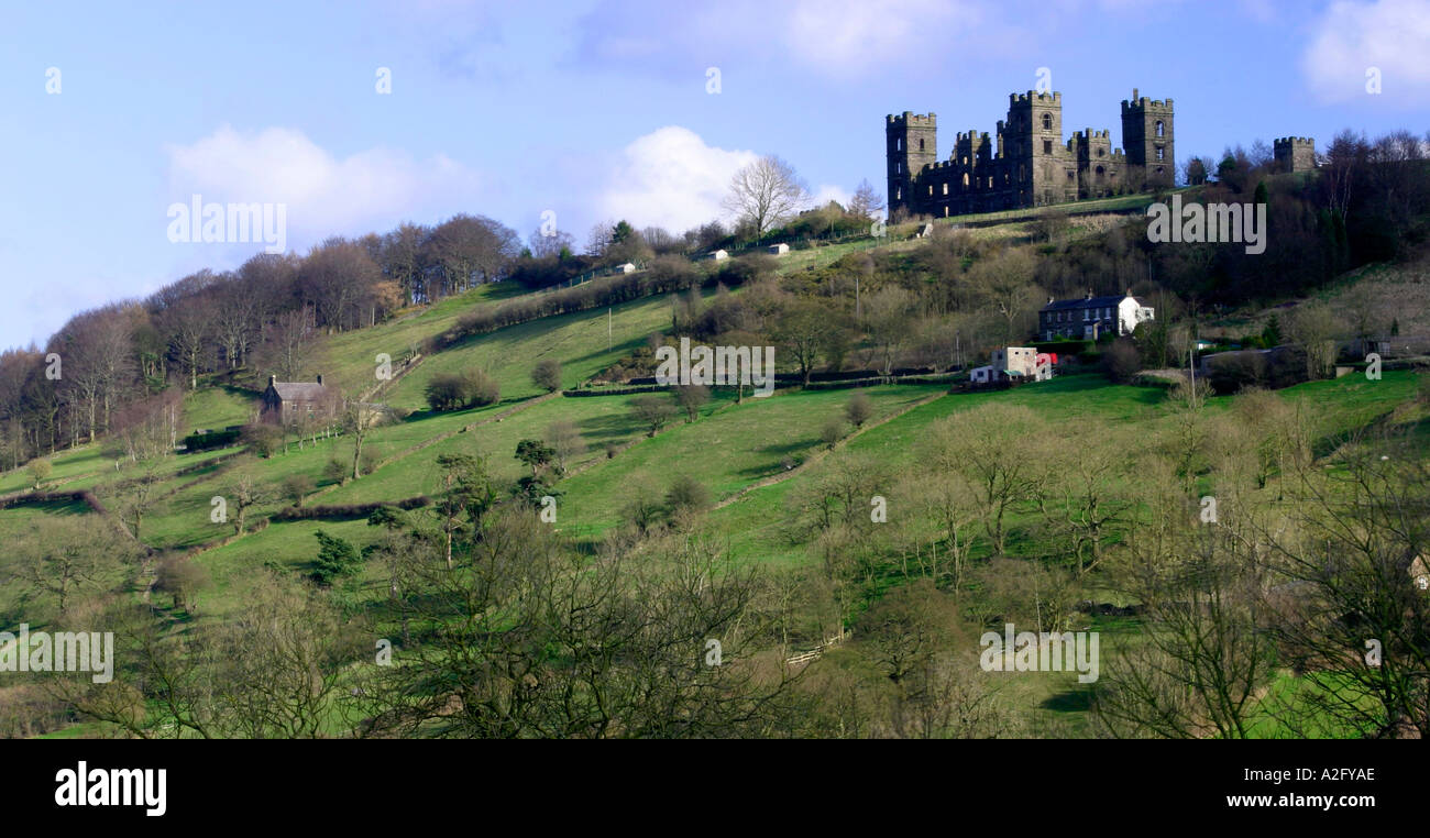 View of Riber Castle a folly above Matlock in Derbyshire England built ...