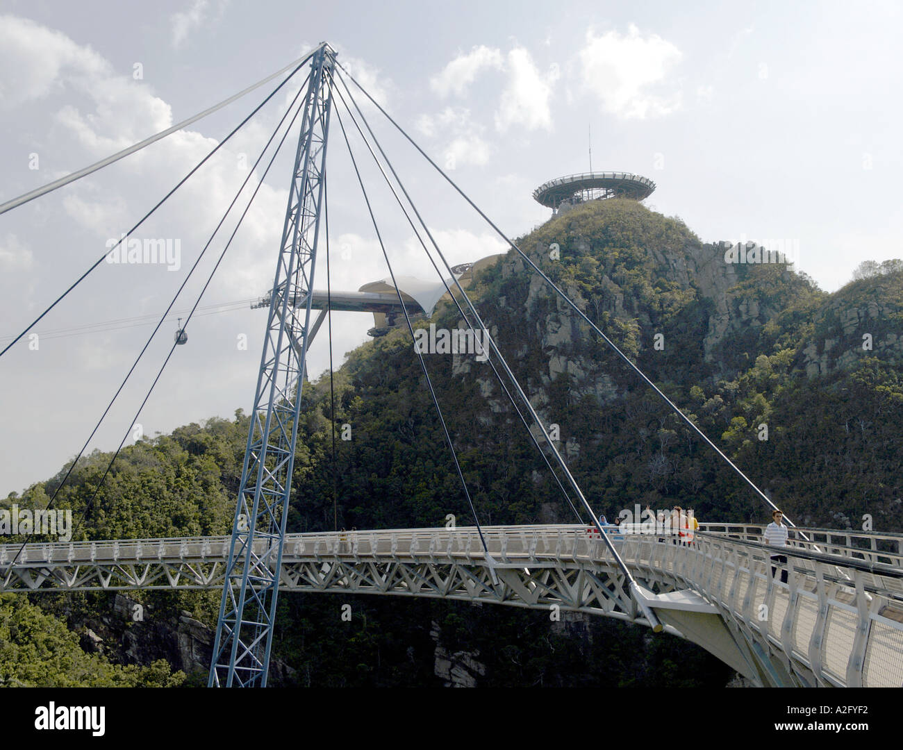 CURVED PEDESTRIAN BRIDGE PART OF THE CABLE CAR GUNUNG MAT CINCANG BURAU ...