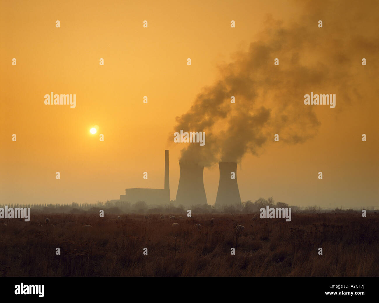power station cooling towers, kent, england Stock Photo - Alamy
