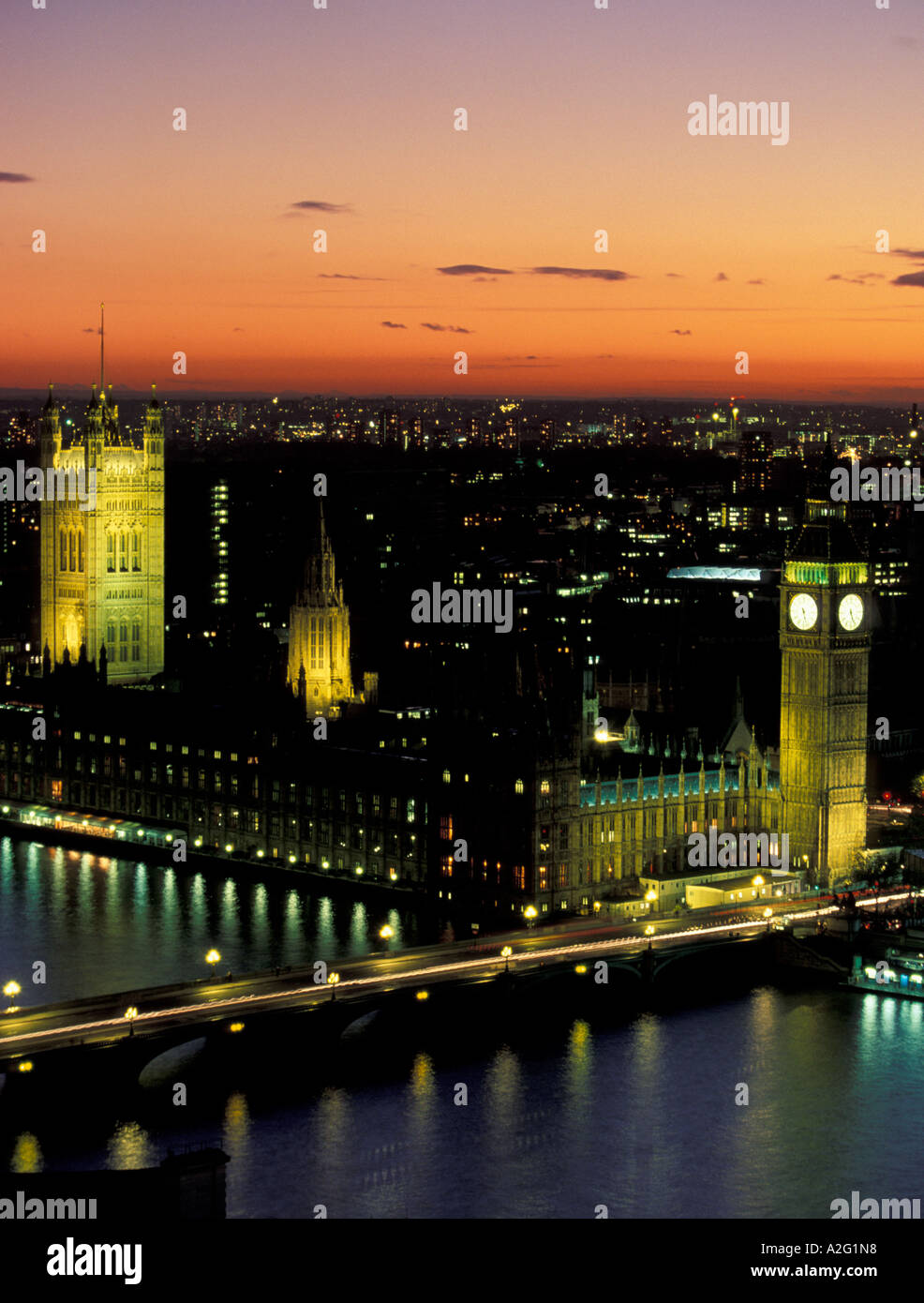 London parliament aerial night hi-res stock photography and images - Alamy