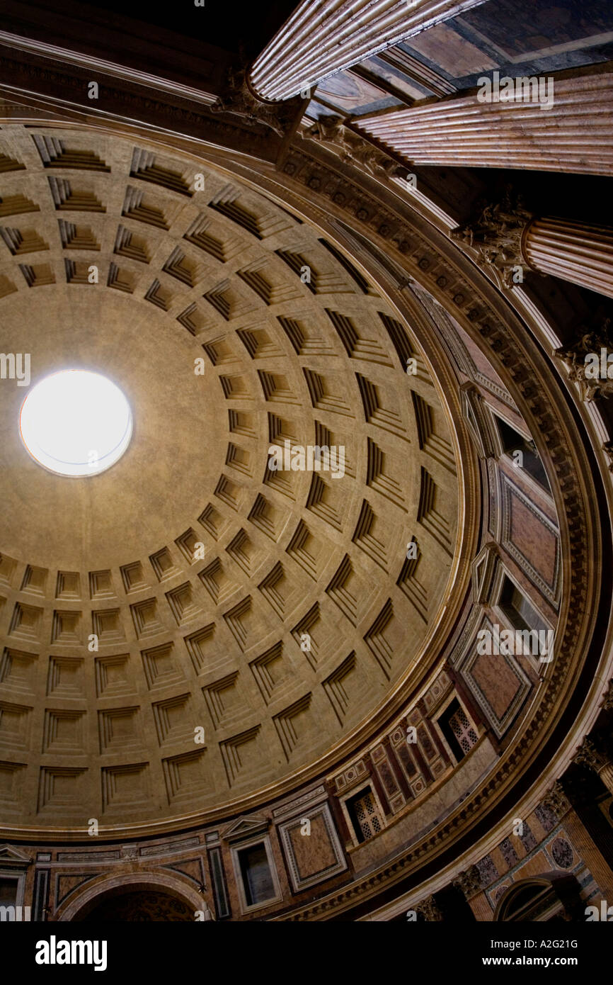 Pantheon interior of dome in daylight Rome Italy Europe EU Stock Photo ...