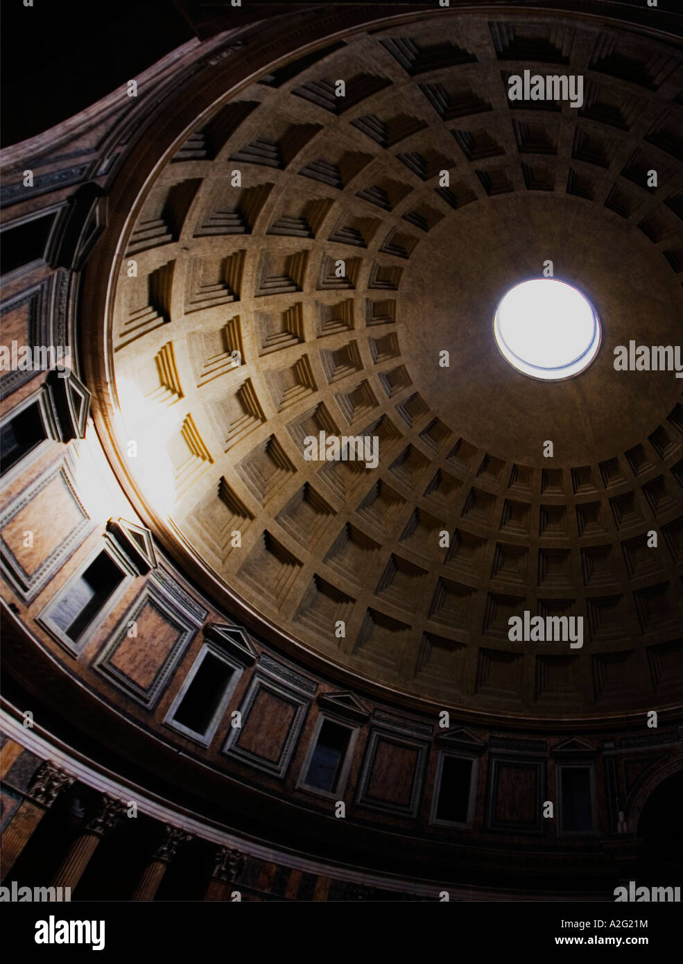 Pantheon interior of dome in daylight Rome Italy Europe EU Stock Photo ...