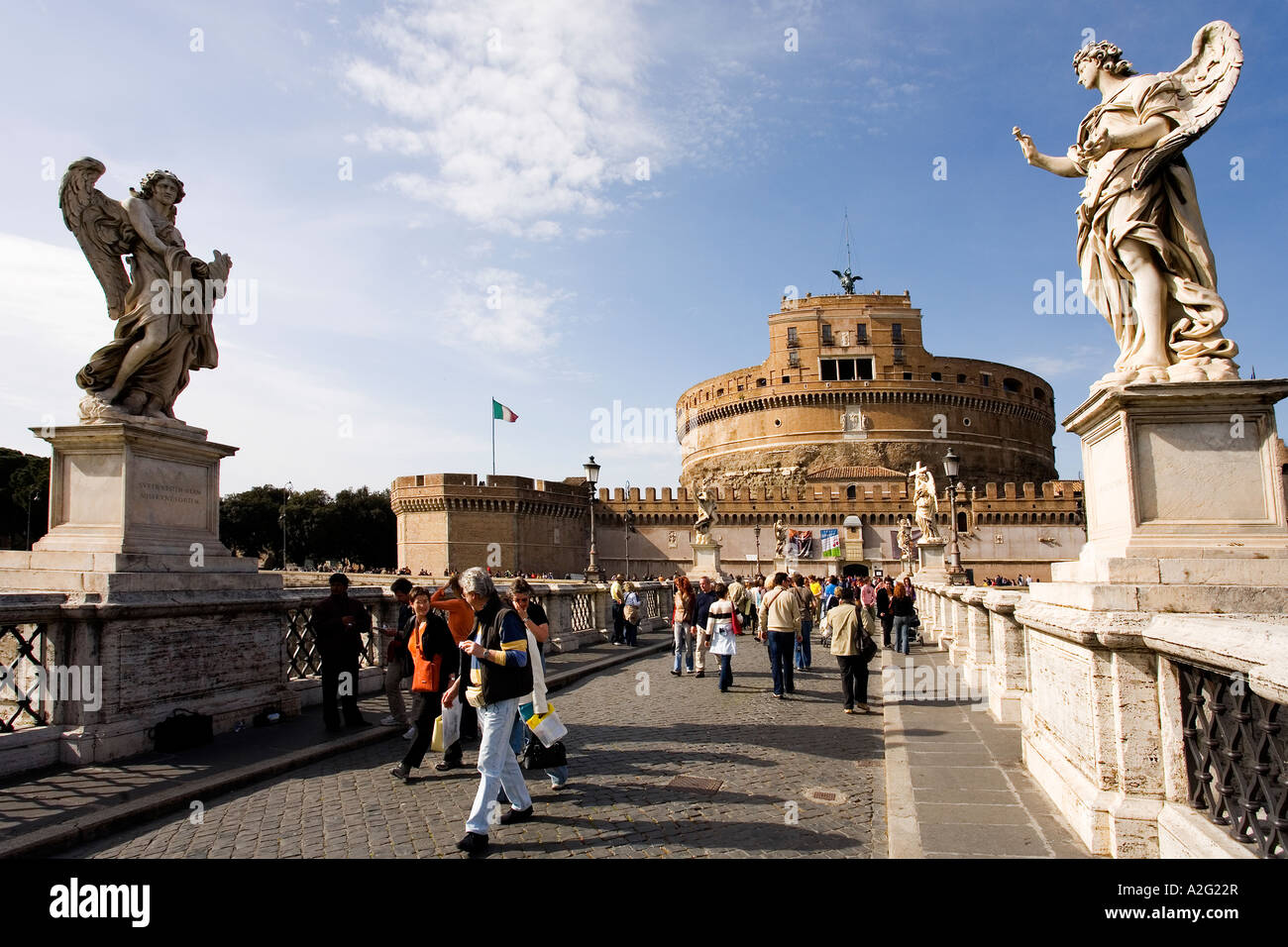 Castel Sant'Angelo Castle Saint St San Angelo Rome tourists walking ...