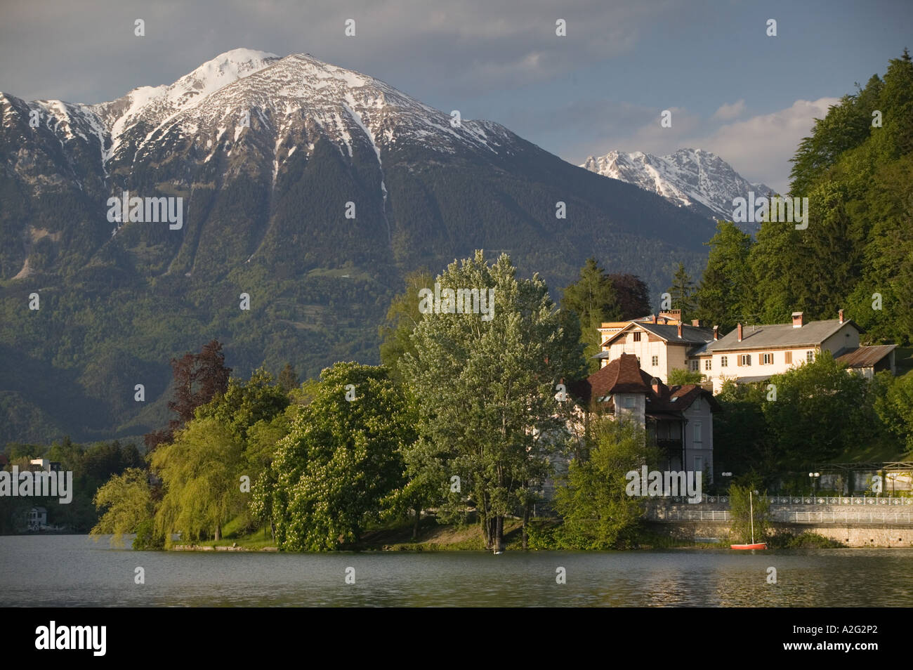 SLOVENIA, GORENJSKA, Bled: Lake Bled View from Mlino Village Stock ...