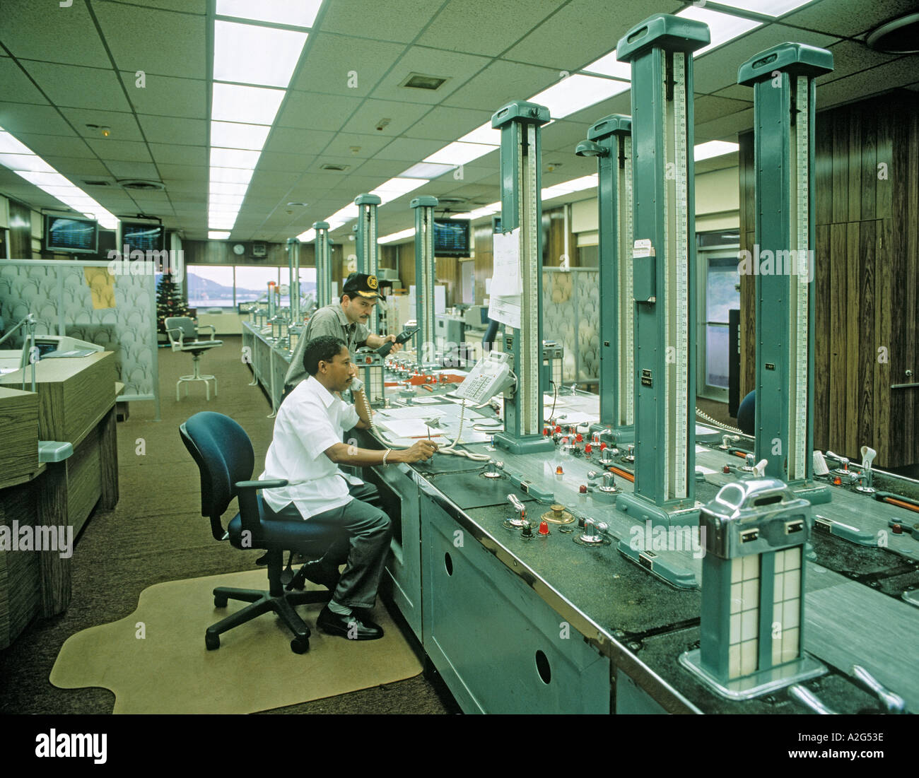 Panama Canal, Republic of Panama. Control Room at Miraflores Locks ...
