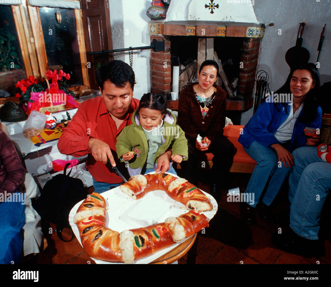 Mexico. The fiesta of the Rosca de Reyes or Ring of Kings Stock Photo ...
