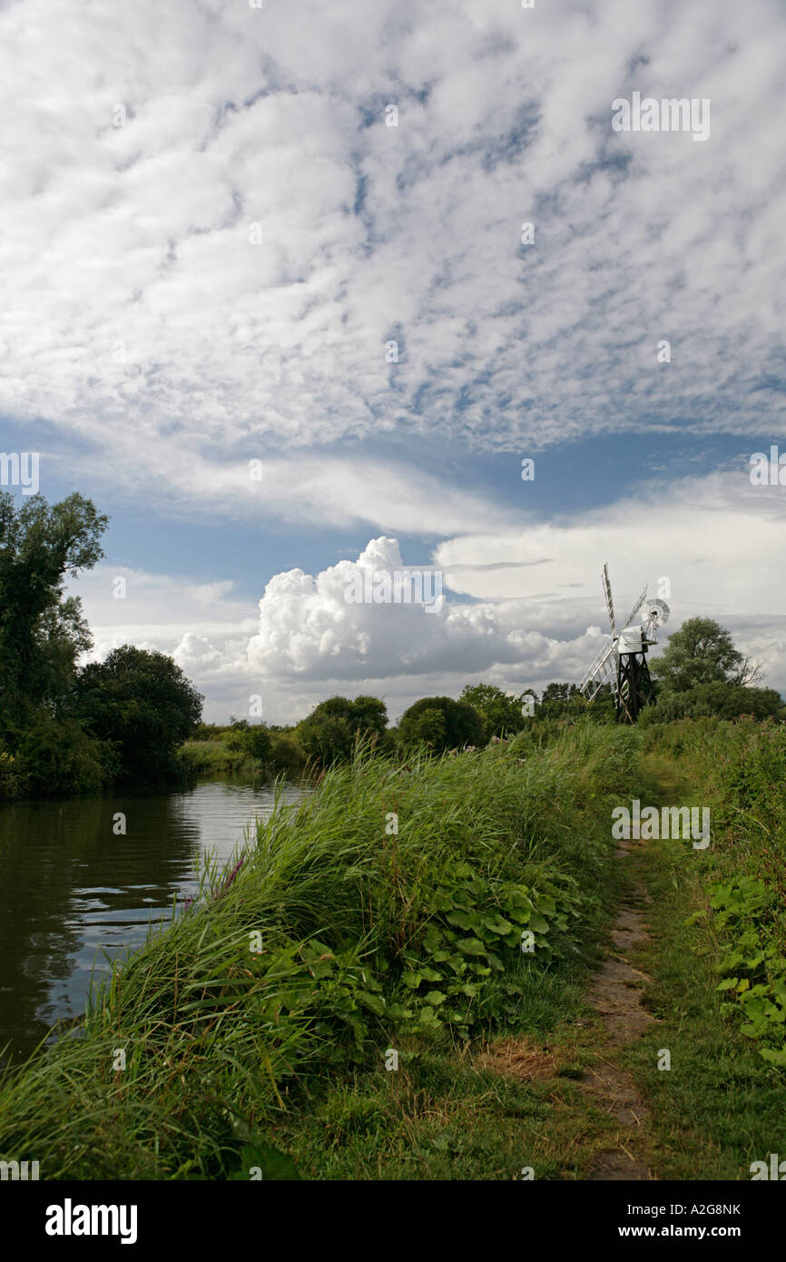 How hill windpump Norfolk Broads UK Stock Photo - Alamy