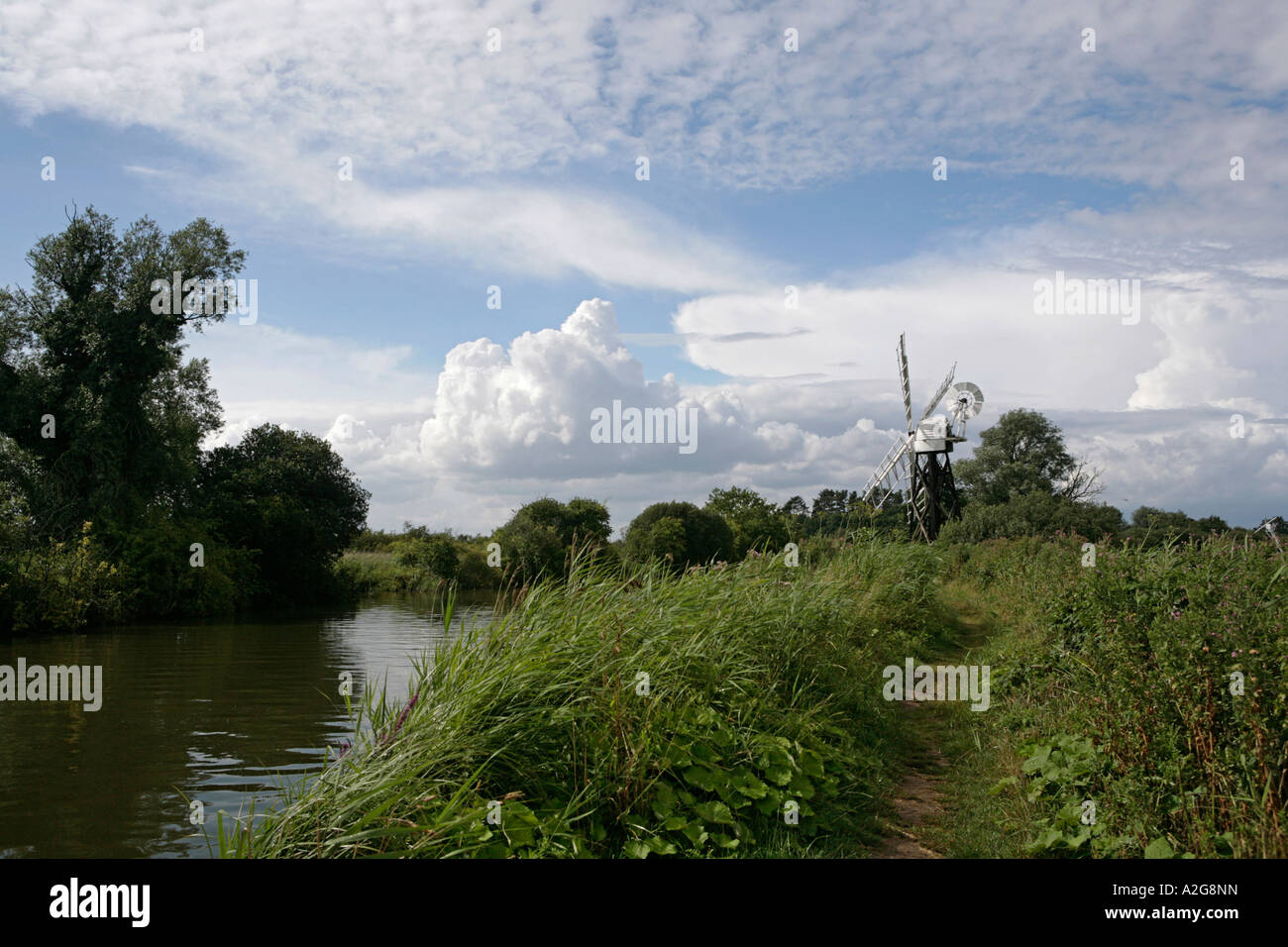 How hill windpump Norfolk Broads UK Stock Photo - Alamy