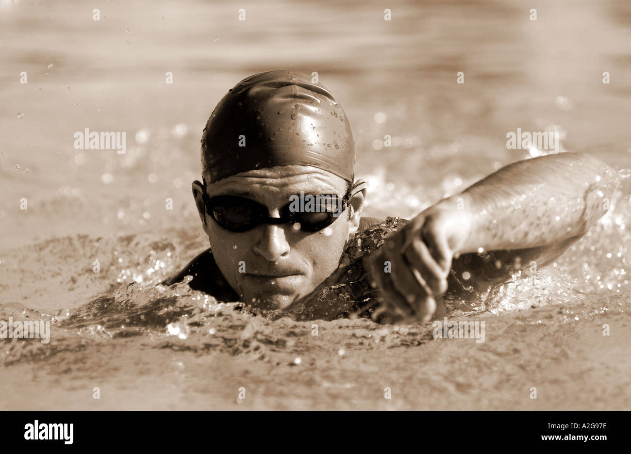 Man Swimming in pool Stock Photo - Alamy
