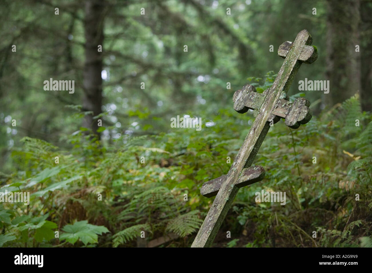 USA, ALASKA, Southeast Alaska, SITKA: Sitka Russian Orthodox Cemetery ...