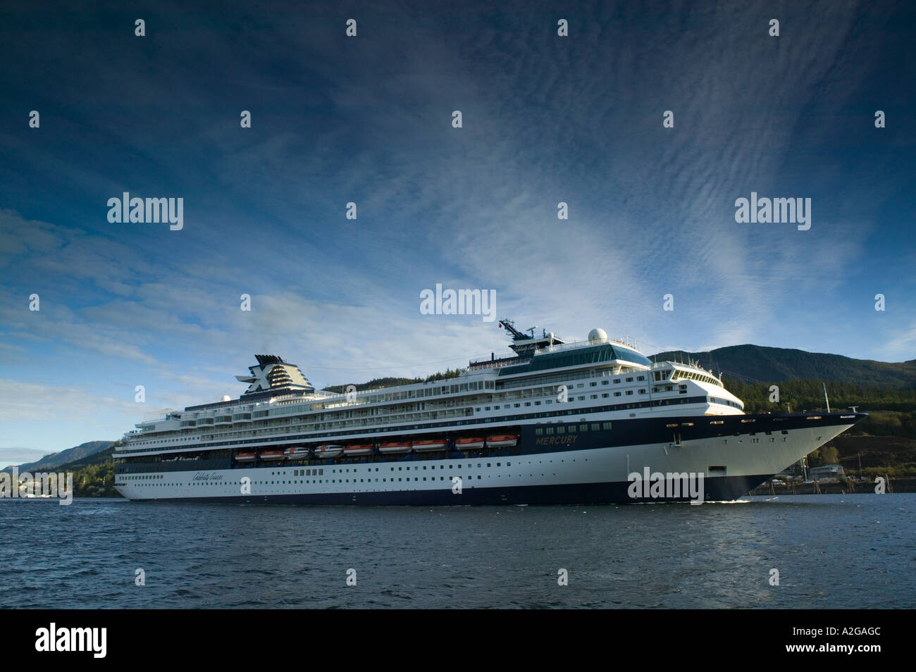 USA, ALASKA, Southeast Alaska, KETCHIKAN: Tongass Narrows, Cruiseship ...
