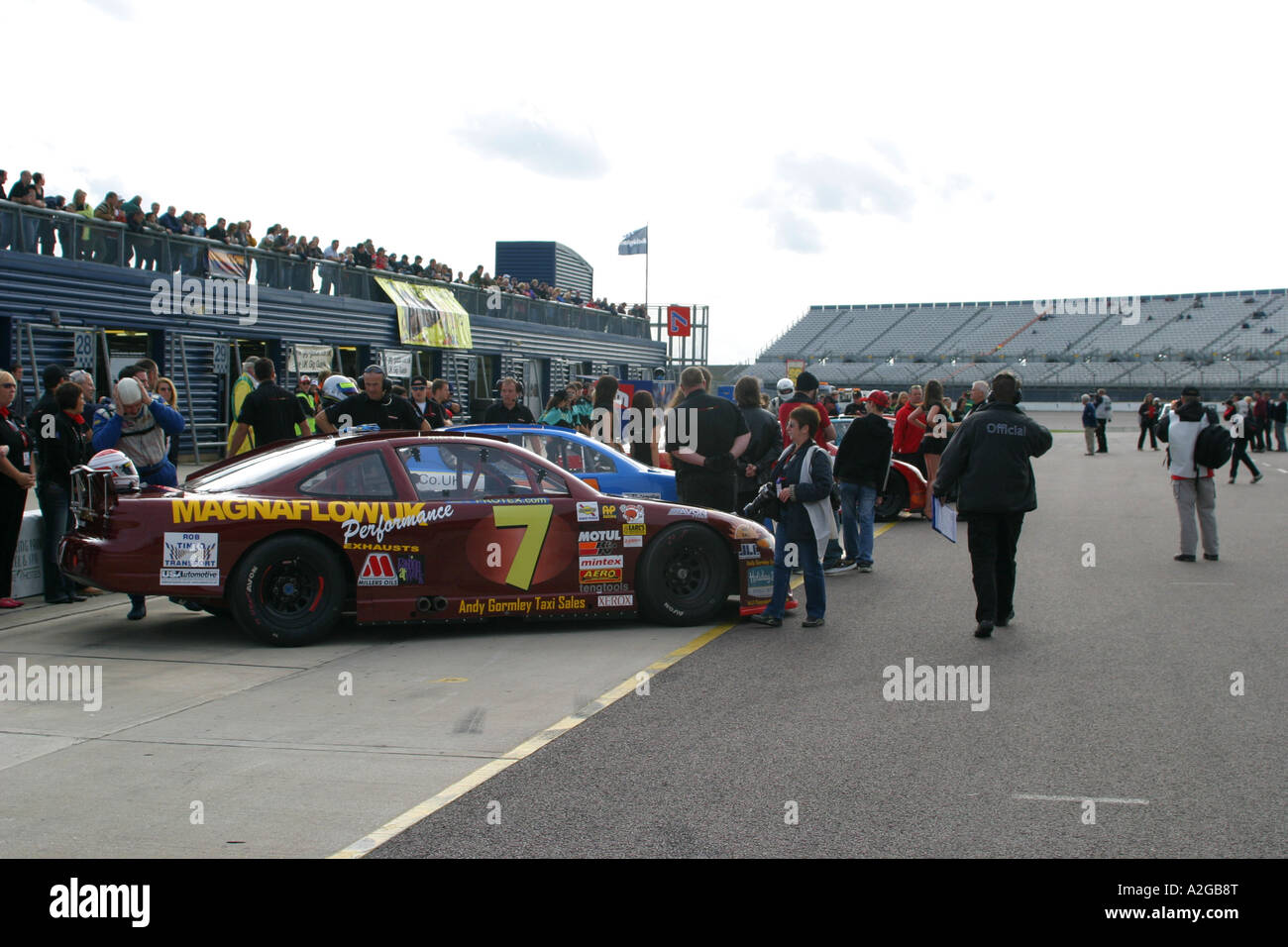 V8 Nascar type cars in pit lane Stock Photo - Alamy