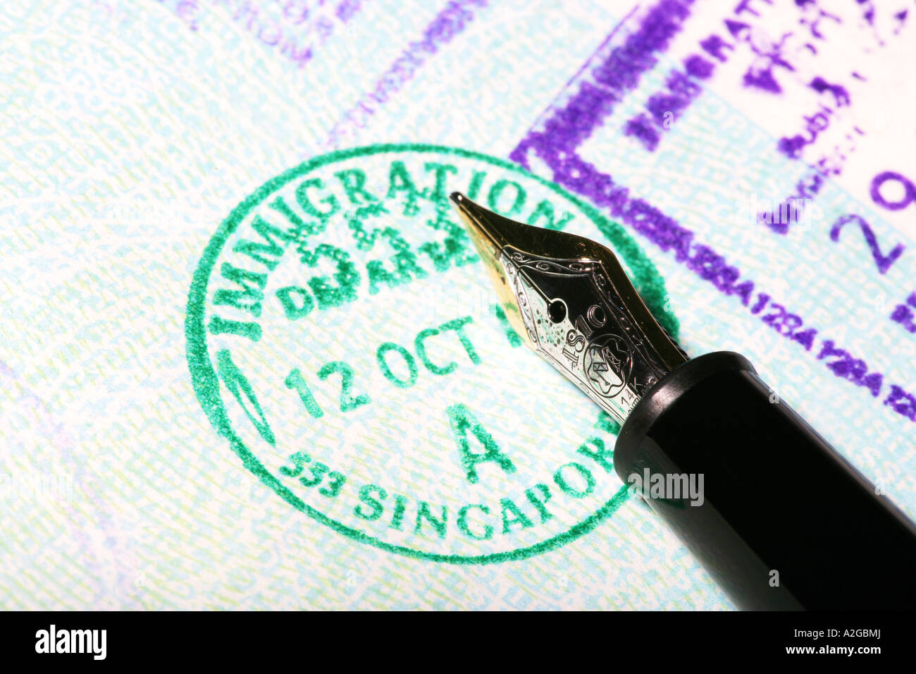 Passport immigration documents stamps emmigration visa hi-res stock ...
