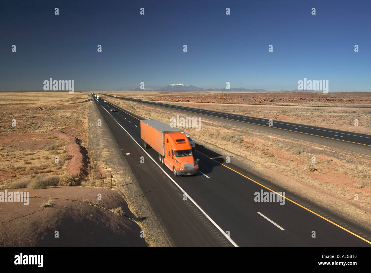NA, USA, Arizona, Meteor Crater View of Highway I, 40 Stock Photo - Alamy
