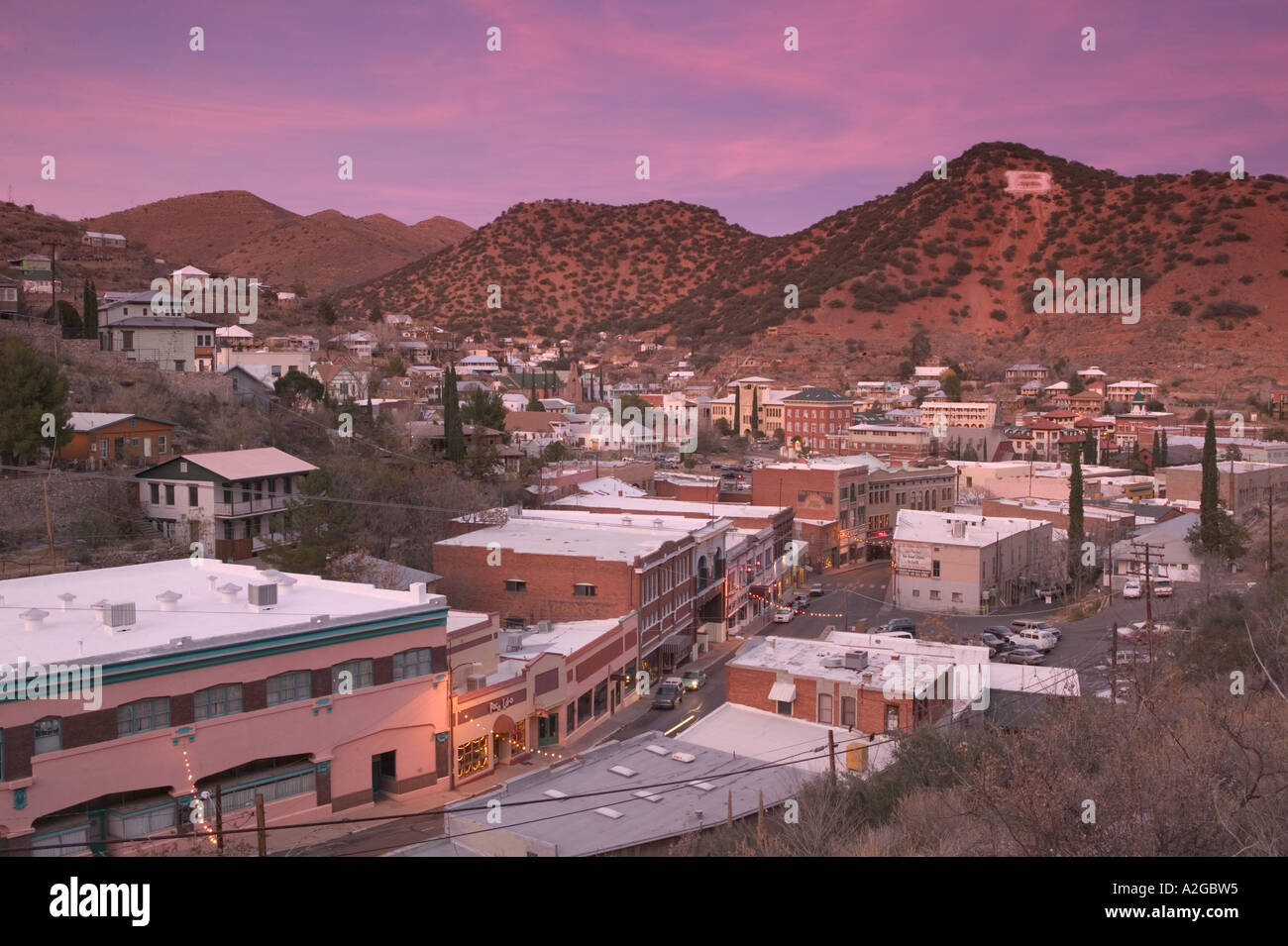 USA, Arizona, Bisbee: Former Mining Town View Evening Stock Photo - Alamy