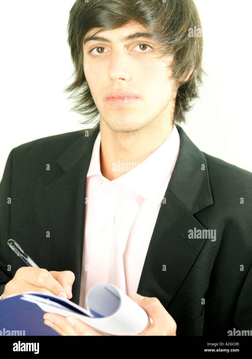 Young Man Writing Model Released Stock Photo - Alamy