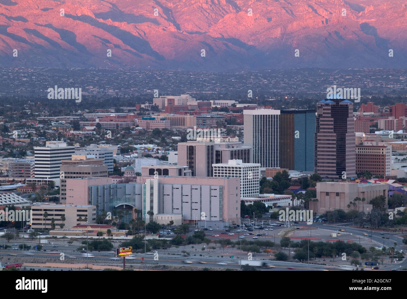 USA, Arizona, Tucson: City View from Sentinel Peak Dusk Stock Photo - Alamy